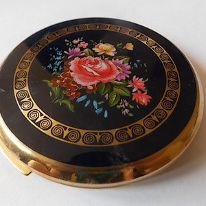 Vintage Stratton Navy Pink Flowers Compact LOVELY - Etsy