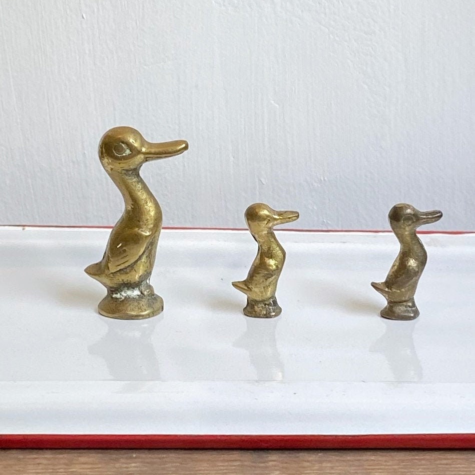 3 Brass Ducks Miniature Brass Ducks Trio of Ducks Boho | Etsy