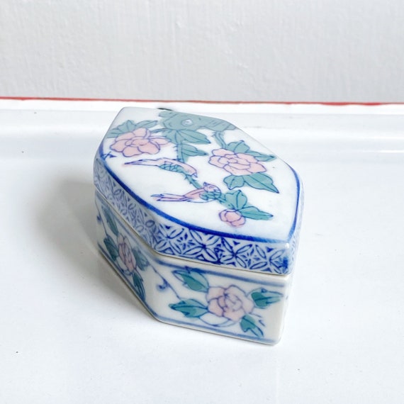 Diamond Shaped Trinket Box, Porcelain Jewelry Box, An… - Gem
