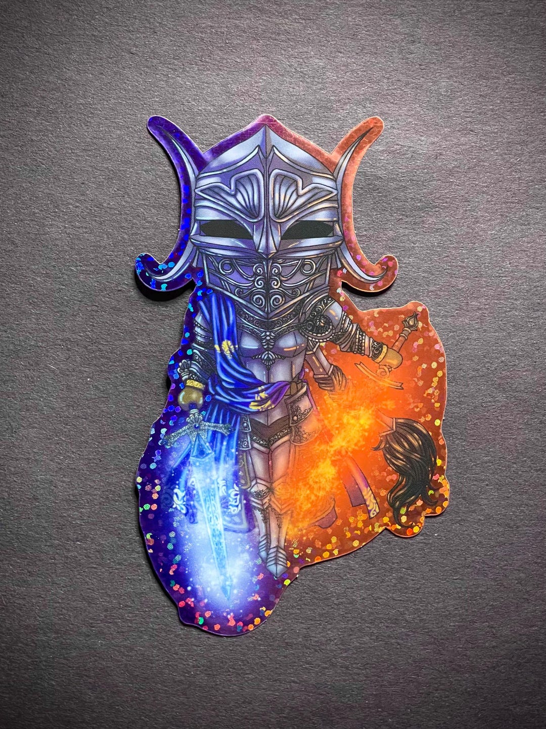 Elden Chibi Rellana Twin Moon Knight 4” Glitter Vinyl Sticker - Etsy