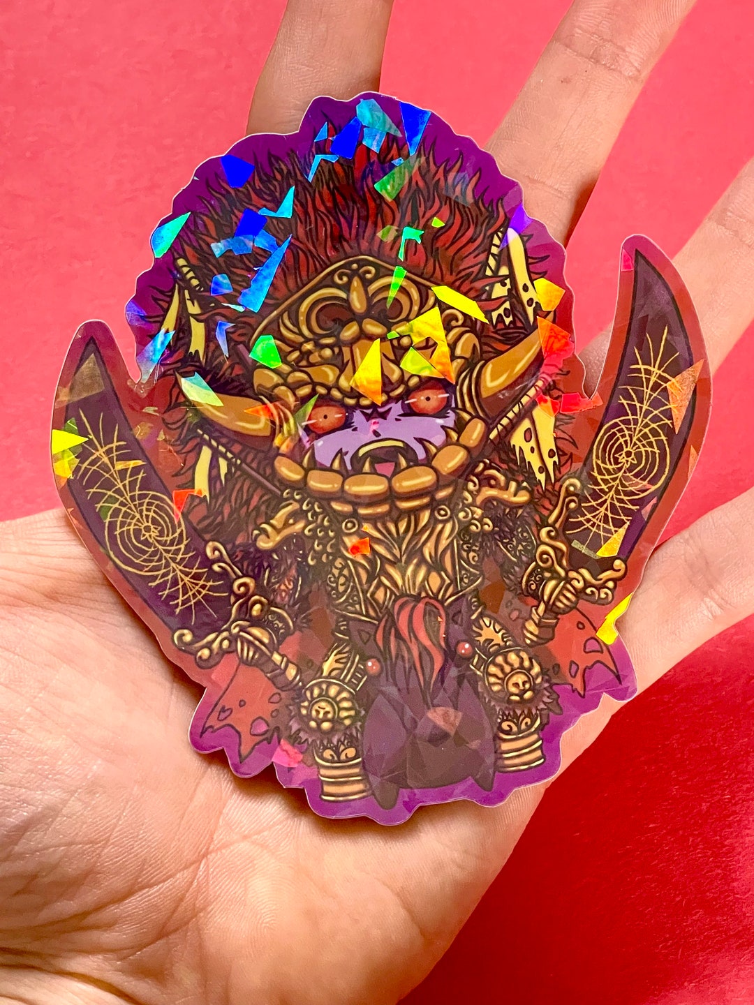 Chibi General Radahn 4 Cracked Ice Holographic Sticker - Etsy