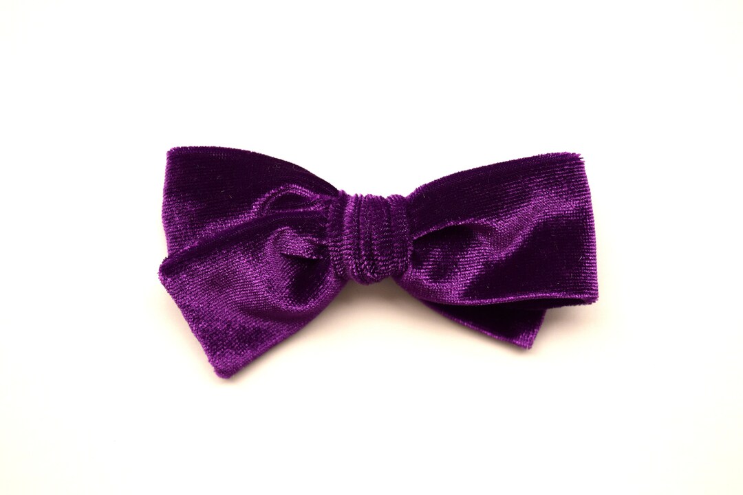 Purple Velvet Hand Tied Bow for Newborn Baby Child Little Girl Photo ...