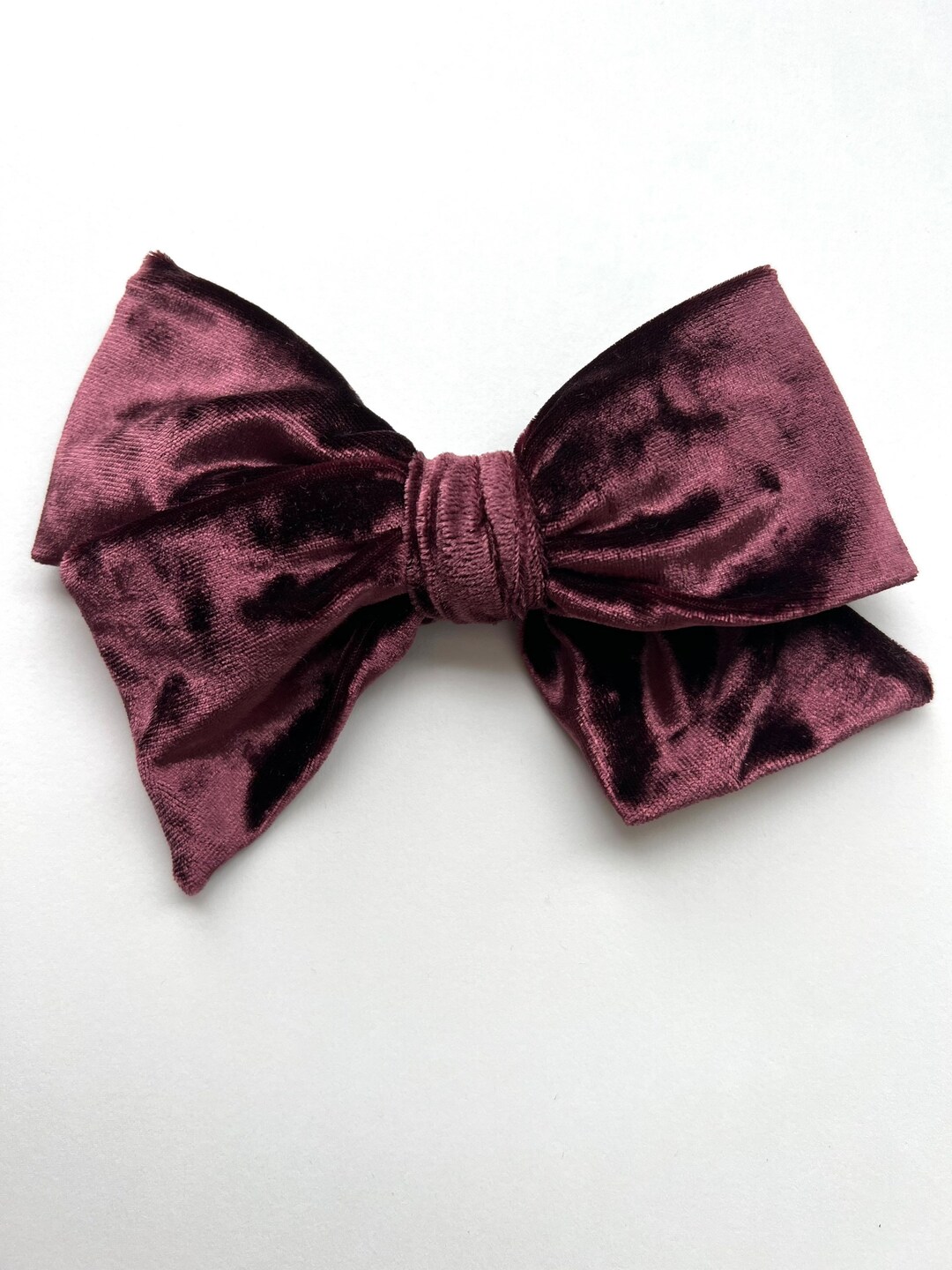 Mulberry Crushed Velvet OVERSIZED Hand Tied Bow for Newborn Baby Child ...