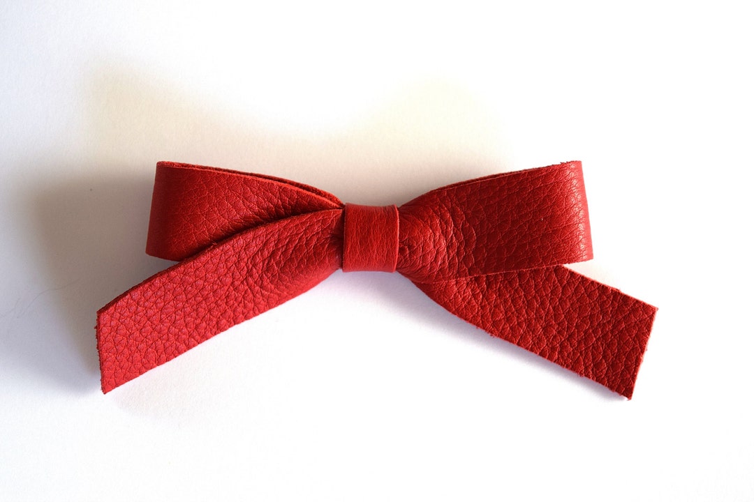School Girl Red Leather Bow Clip Adorable Photo Prop for Newborn Baby ...