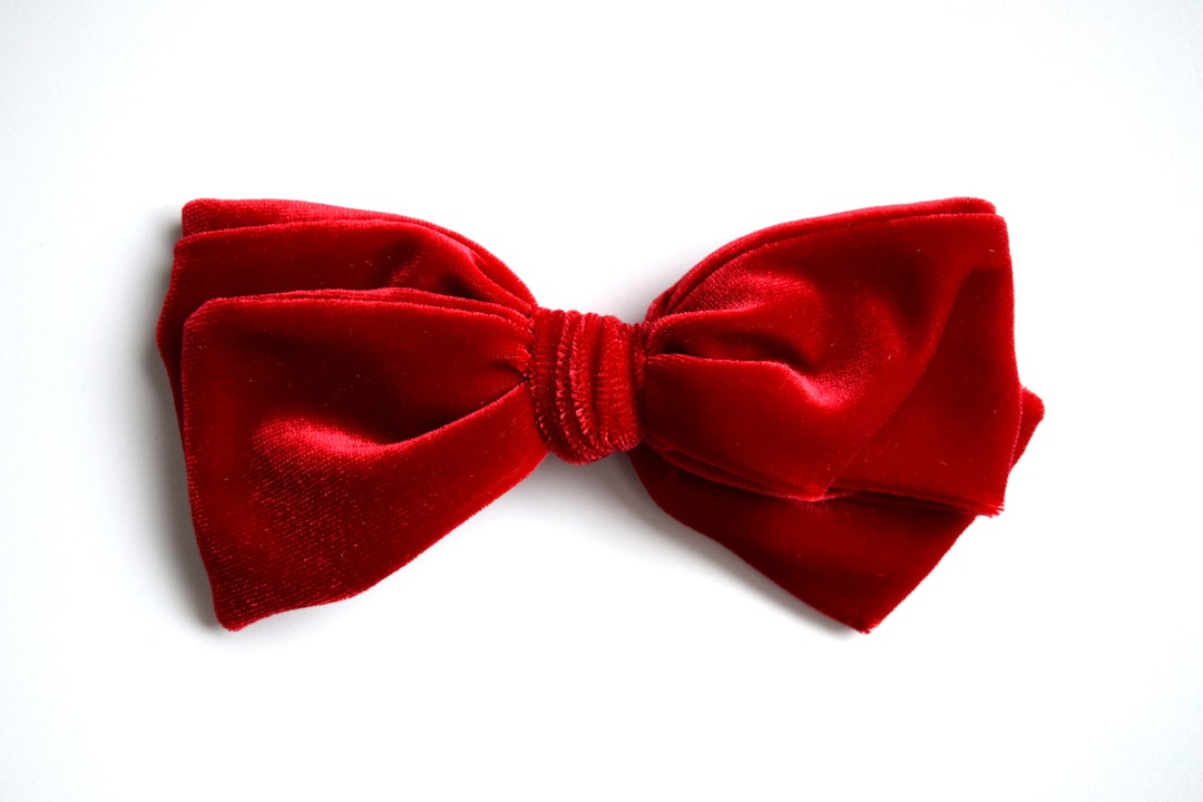 Red Velvet OVERSIZED Hand Tied Bow for Newborn Baby Child Little Girl ...