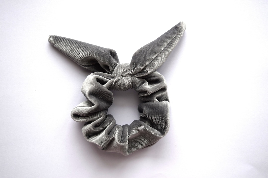 Silver Velvet Hand Tied SCRUNCHIE for Newborn Baby Child Little Girl ...