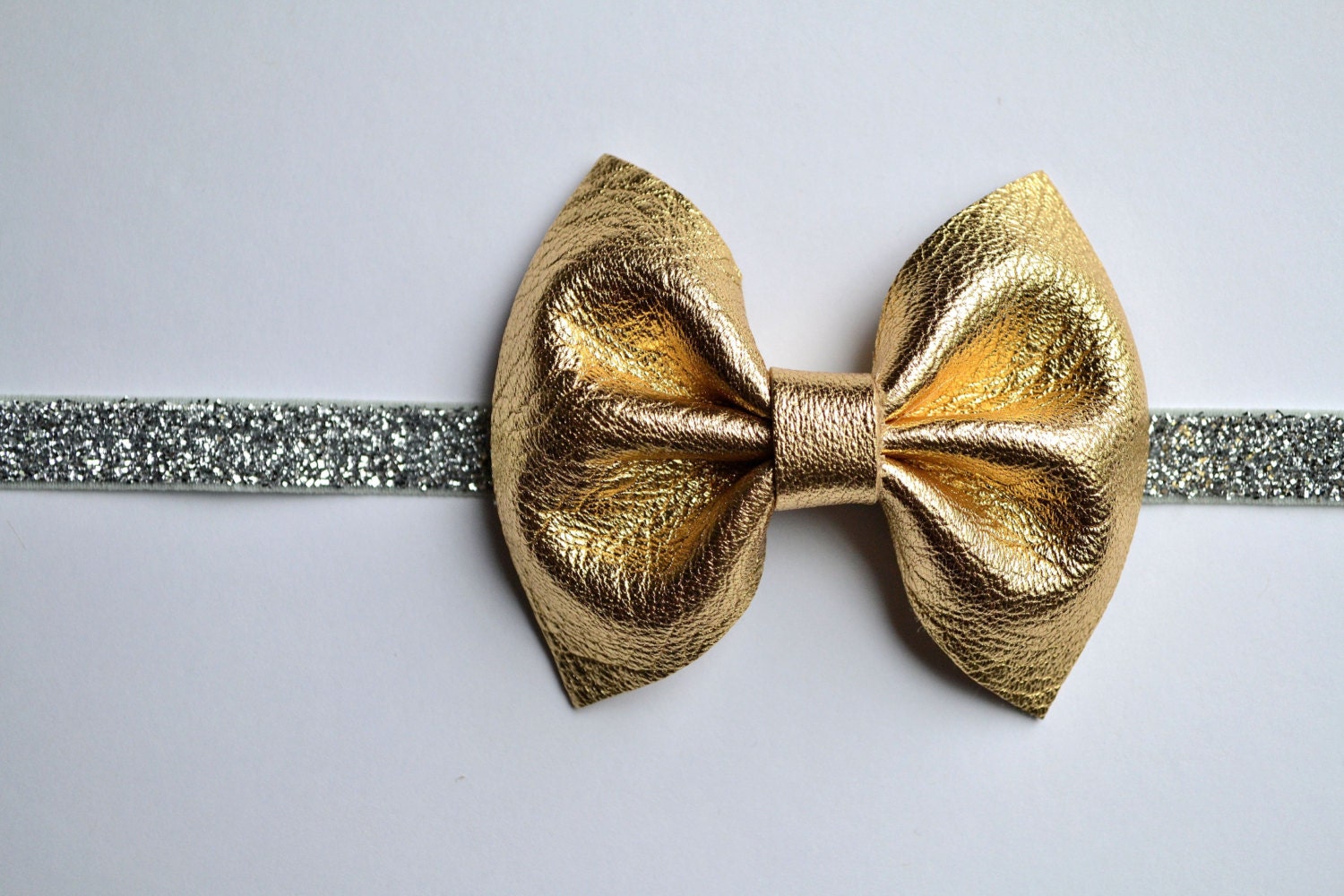 Gold Metallic Leather Bow Adorable Photo Prop Pictures Glitter | Etsy