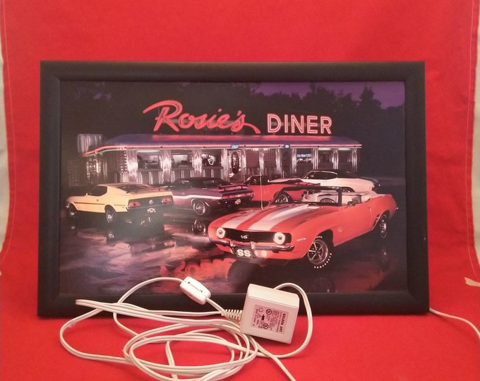 Vintage Rosie's Diner Light up Sign - Etsy