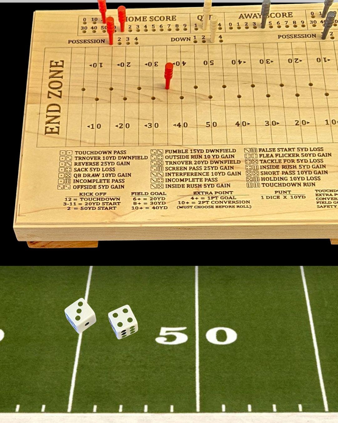 Football Dice Game: Tabletop Sports Fun Handcrafted Maple - Etsy