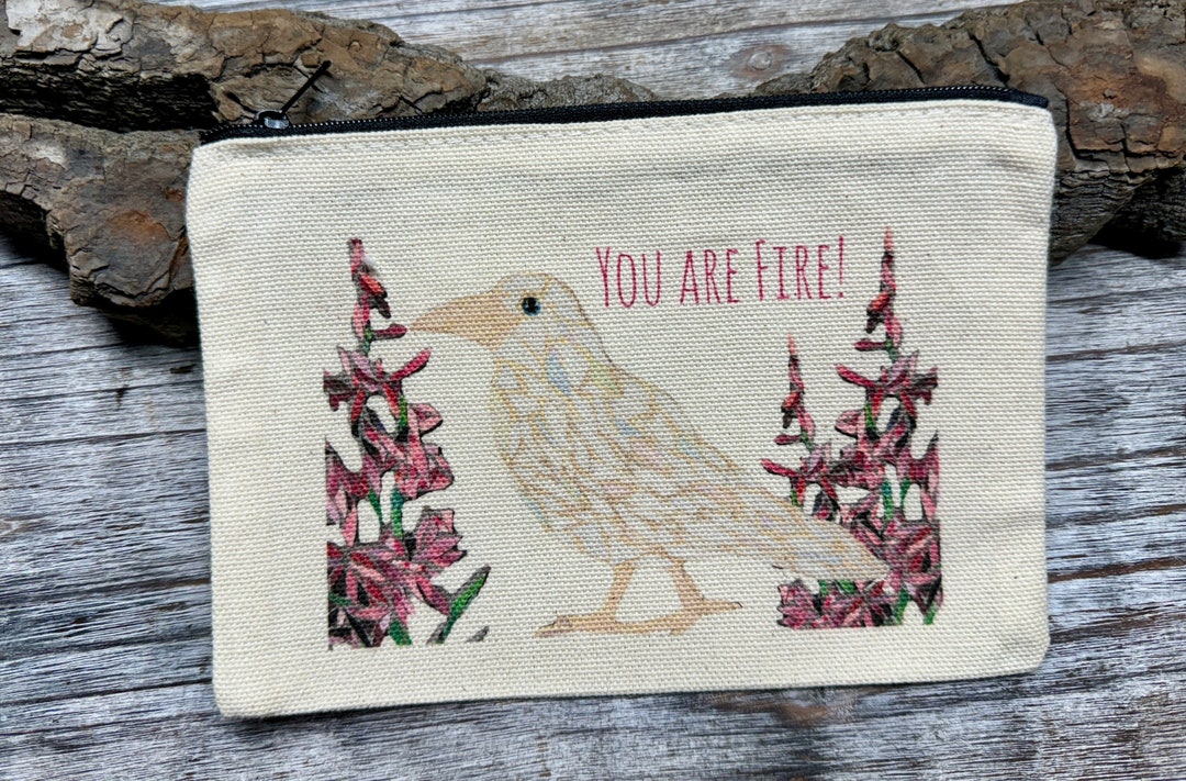 White Raven, Fireweed Cotton Canvas Zipper Printed Bag - Etsy