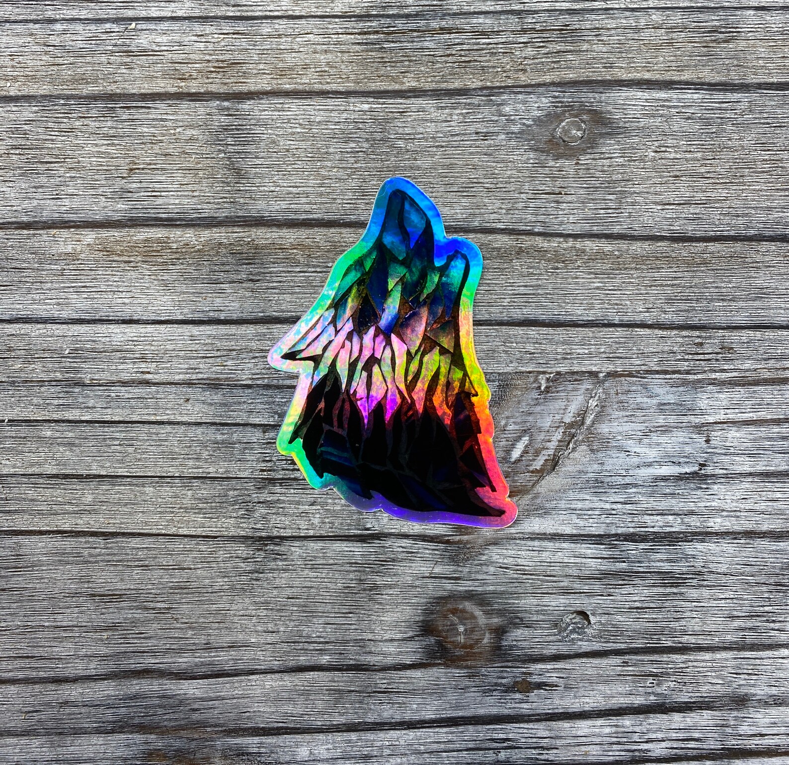 Holographic Multicolor Wolf Howling Vinyl Sticker | Etsy