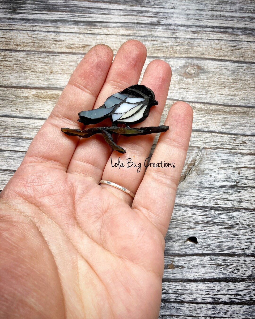 Mini Chickadee -glass Mosaic Magnet - Etsy