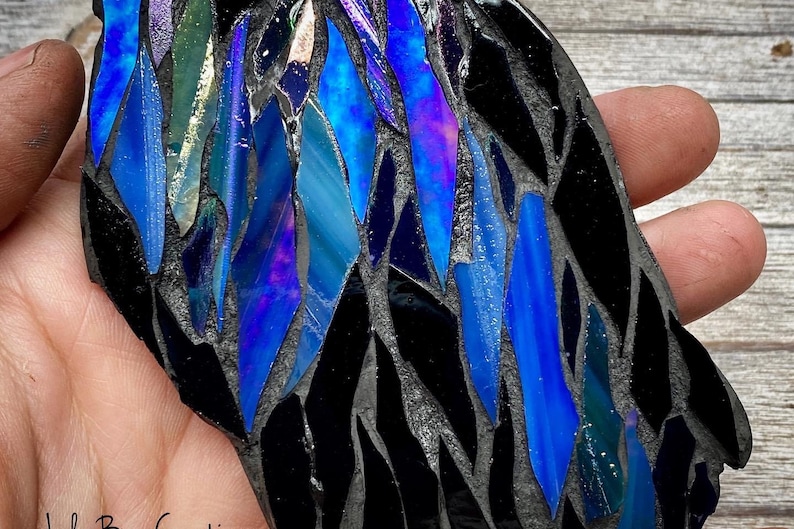 Northern Lights Raven Night Glass Mosaic - Etsy
