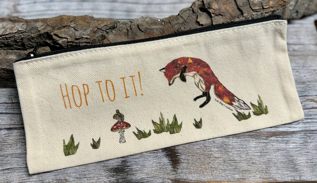 Jumping Fox, Hop on It, Squirrel and Mushroom, Cotton Canvas Zipper ...