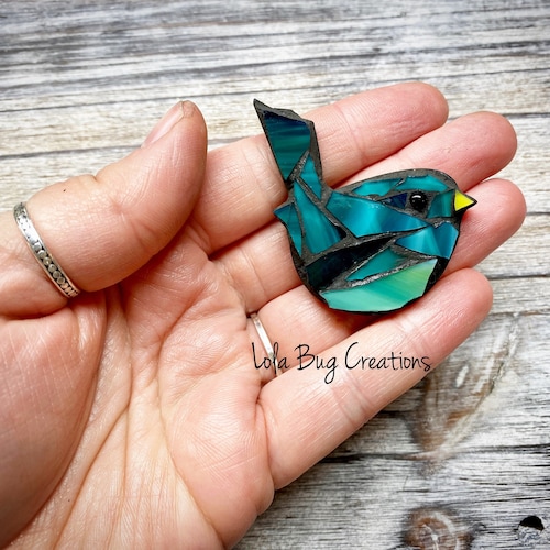 Mini Chickadee glass Mosaic Magnet - Etsy