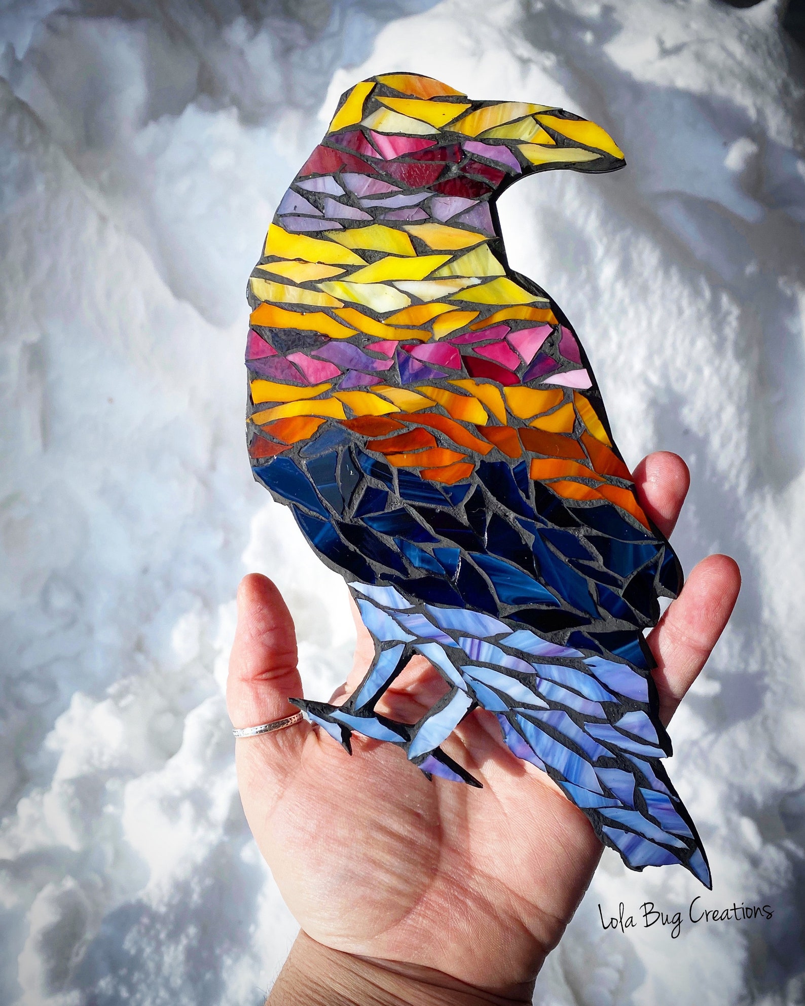 Solstice Sun Raven Glass Mosaic - Etsy