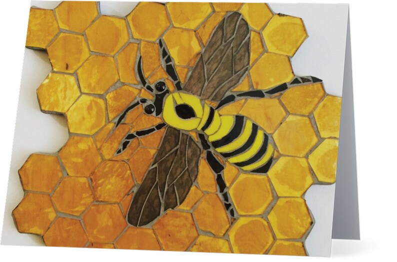 Bee Mosaic Note Card - Etsy