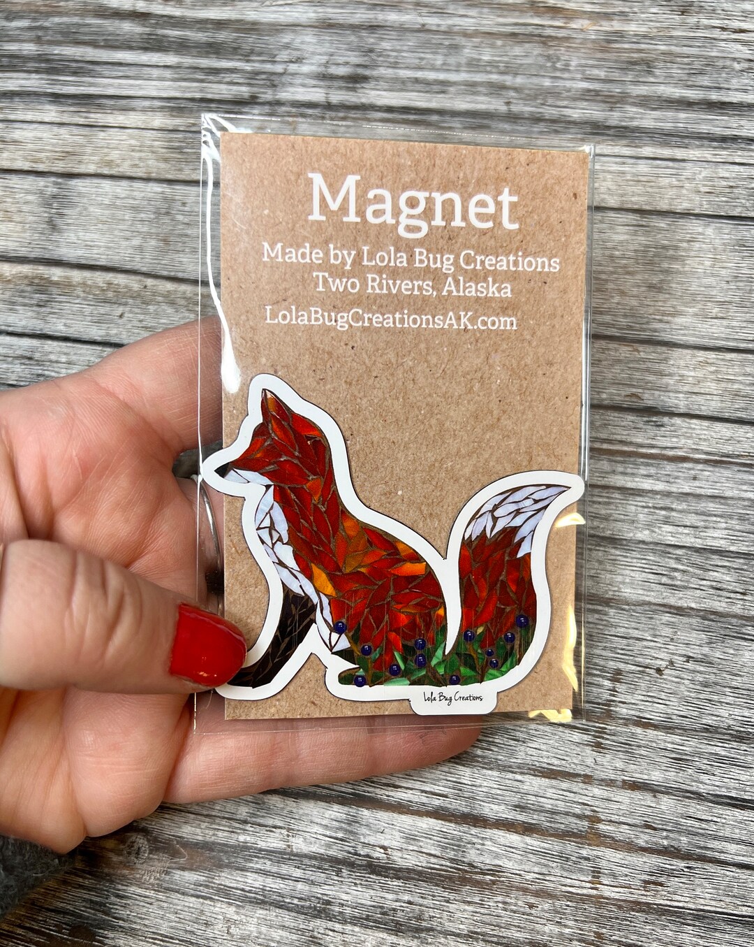 Sitting Fox With Blueberries Magnet - Etsy