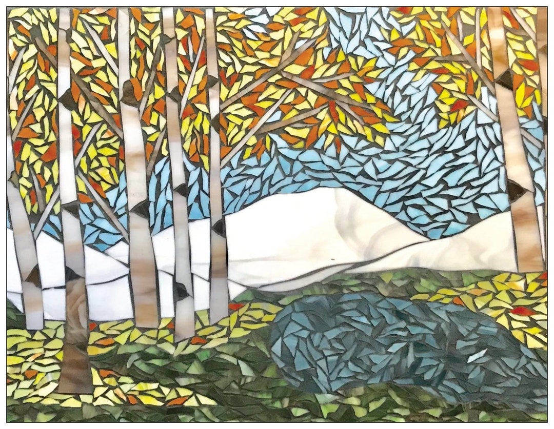 Fall Birch Tree Mosaic Note Card - Etsy