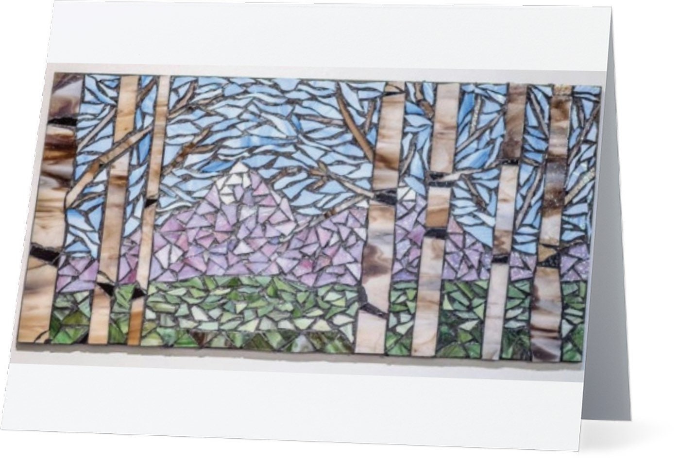 Birch Trees With Mountains Mosaic Note Card - Etsy