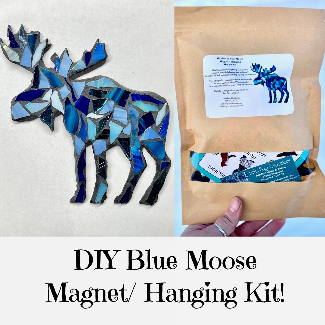 Blue Moose Magnet/ Hanging Glass Mosaic Kit DIY - Etsy