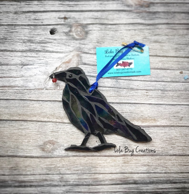 Perched Raven Glass Mosaic - Etsy