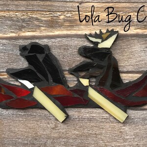 Bear and Moose in a Canoe Glass Mosaic - Etsy