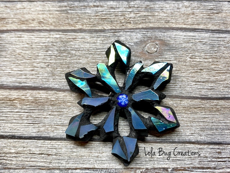 Mini Snowflake -glass Mosaic Magnet - Etsy