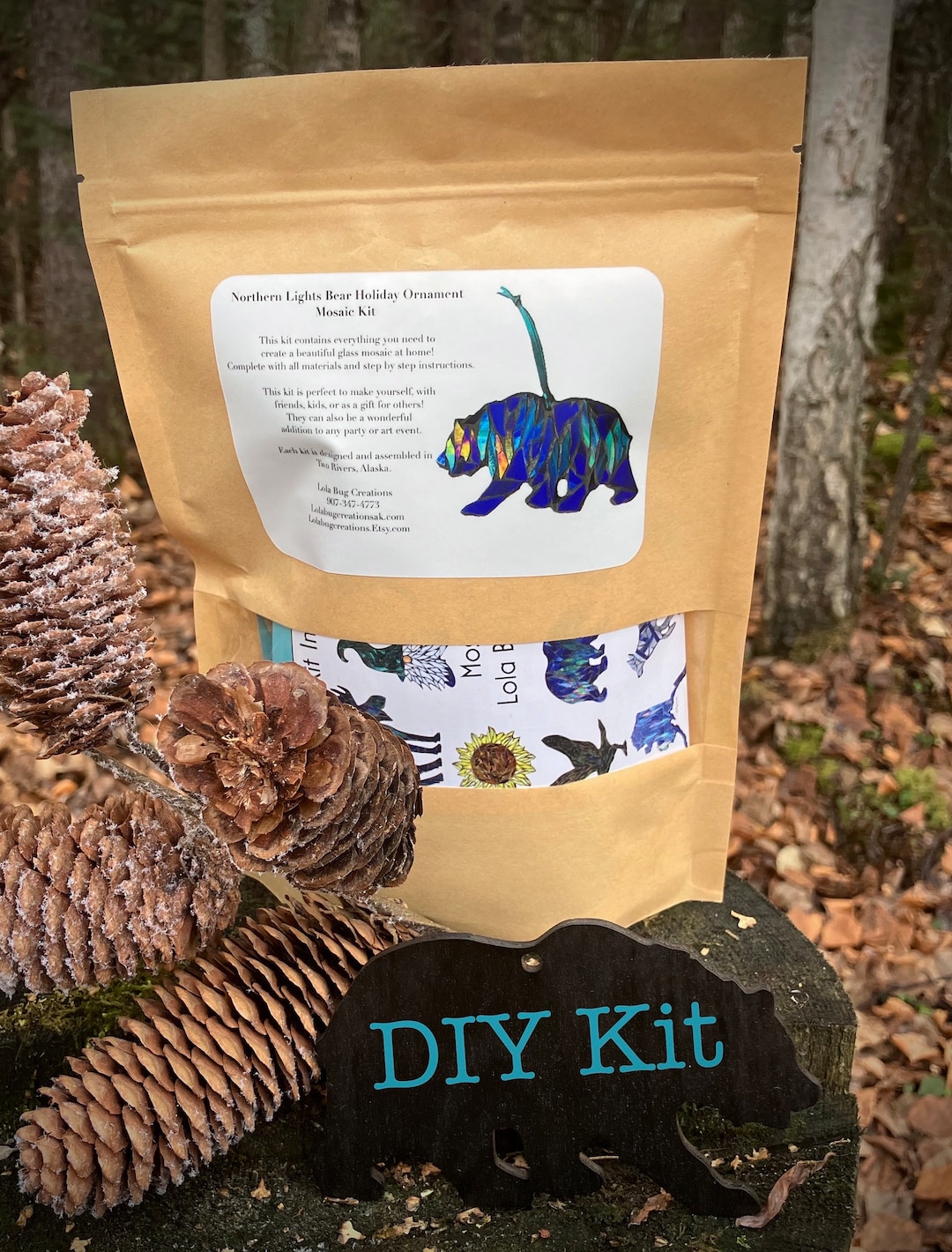 Northern Lights Bear Ornament Glass Mosaic Kit - DIY -make It Yourself- Do It Yourself - Etsy