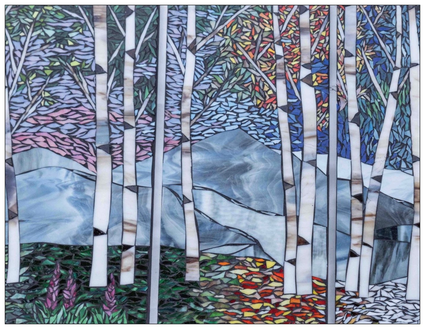 Birch Tree Seasons Mosaic Note Card - Etsy