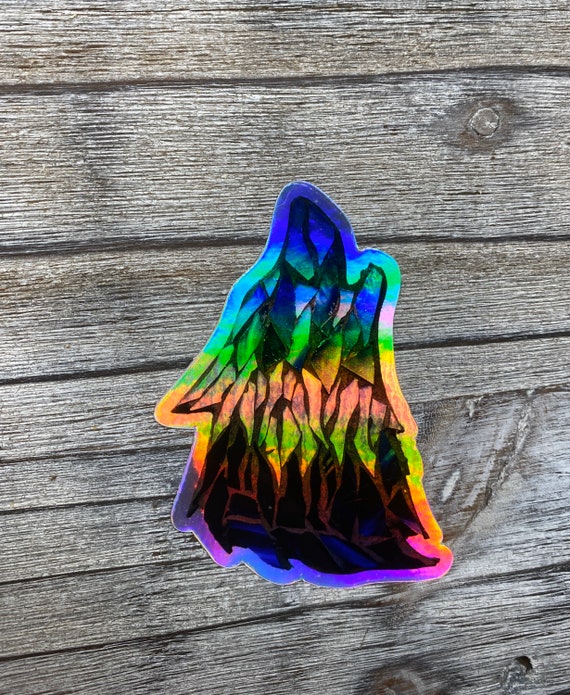 Holographic Multicolor Wolf Howling Vinyl Sticker - Etsy