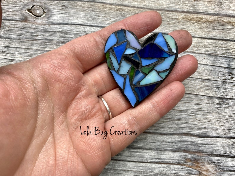 Mini Heart -glass Mosaic Magnet - Etsy