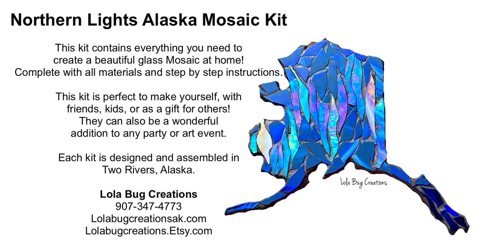 Northern Lights State of Alaska Mosaic Kit DIY - Etsy