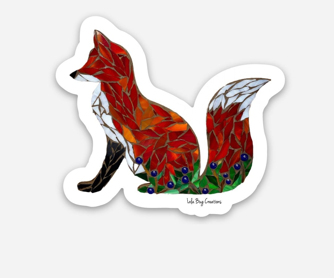 MINI Fox With Blueberries Vinyl Sticker - Etsy