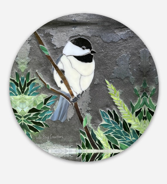 Round Chickadee Vinyl Sticker - Etsy
