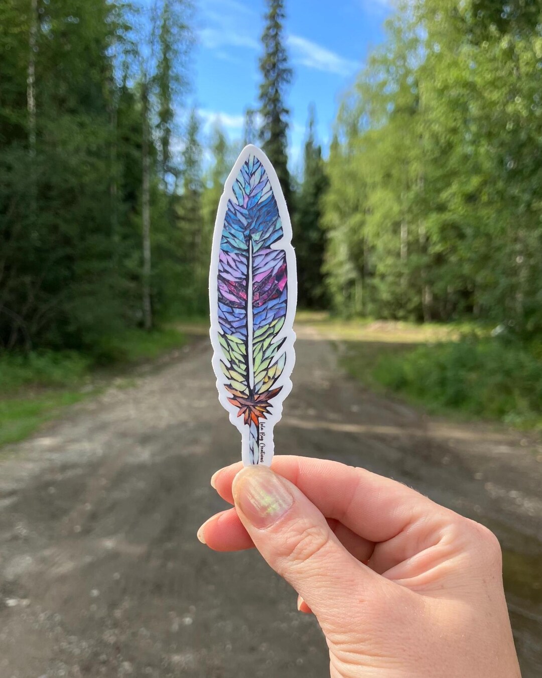 Colorful Feather Vinyl Sticker - Etsy