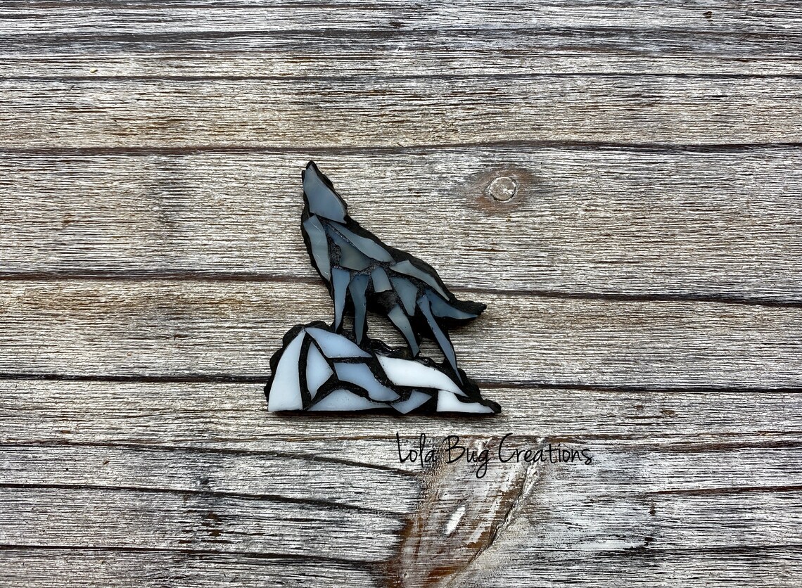 Mini Wolf Howling glass Mosaic Magnet | Etsy