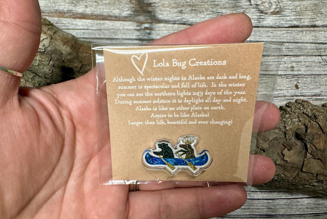 Moose Bear Canoe Mosaic Acrylic Pin - Etsy