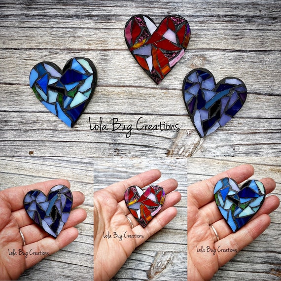 Mini Heart glass Mosaic Magnet - Etsy