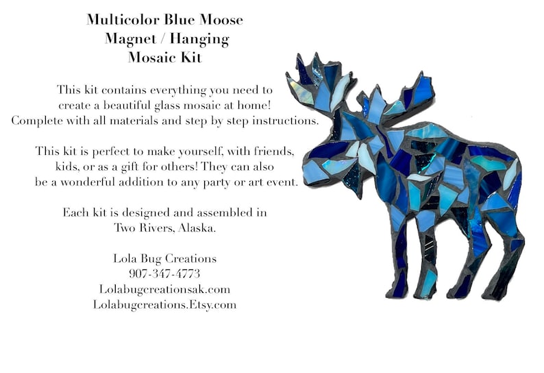 Blue Moose Magnet/ Hanging Glass Mosaic Kit DIY - Etsy