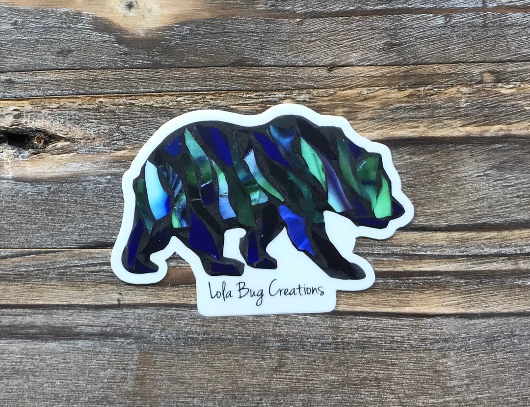 Northern Lights Bear Vinyl Sticker - Etsy
