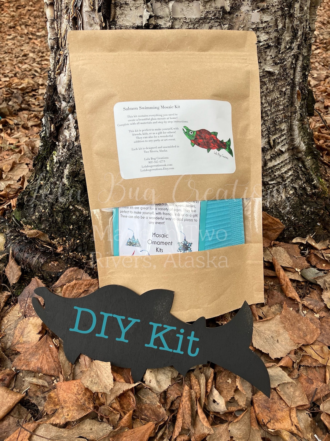 Salmon Fish Swimming Glass Mosaic Kit - DIY- Make It Yourself- Do It Yourself - Etsy