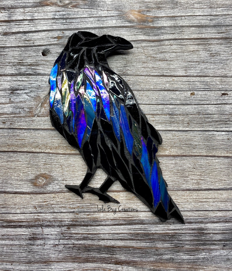 Northern Lights Raven Night Glass Mosaic - Etsy