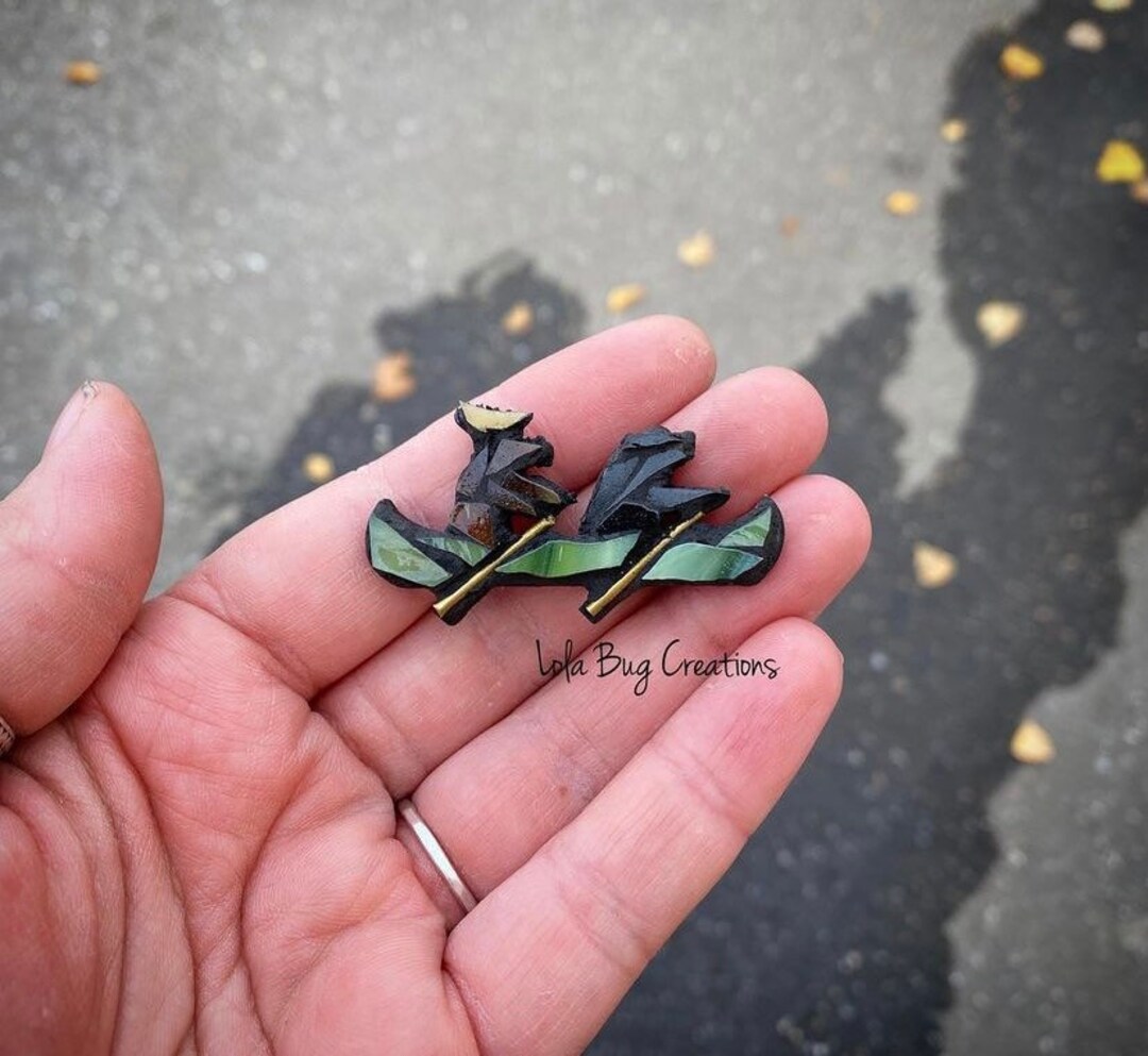 Mini Moose and Bear in Canoe -glass Mosaic Magnet - Etsy