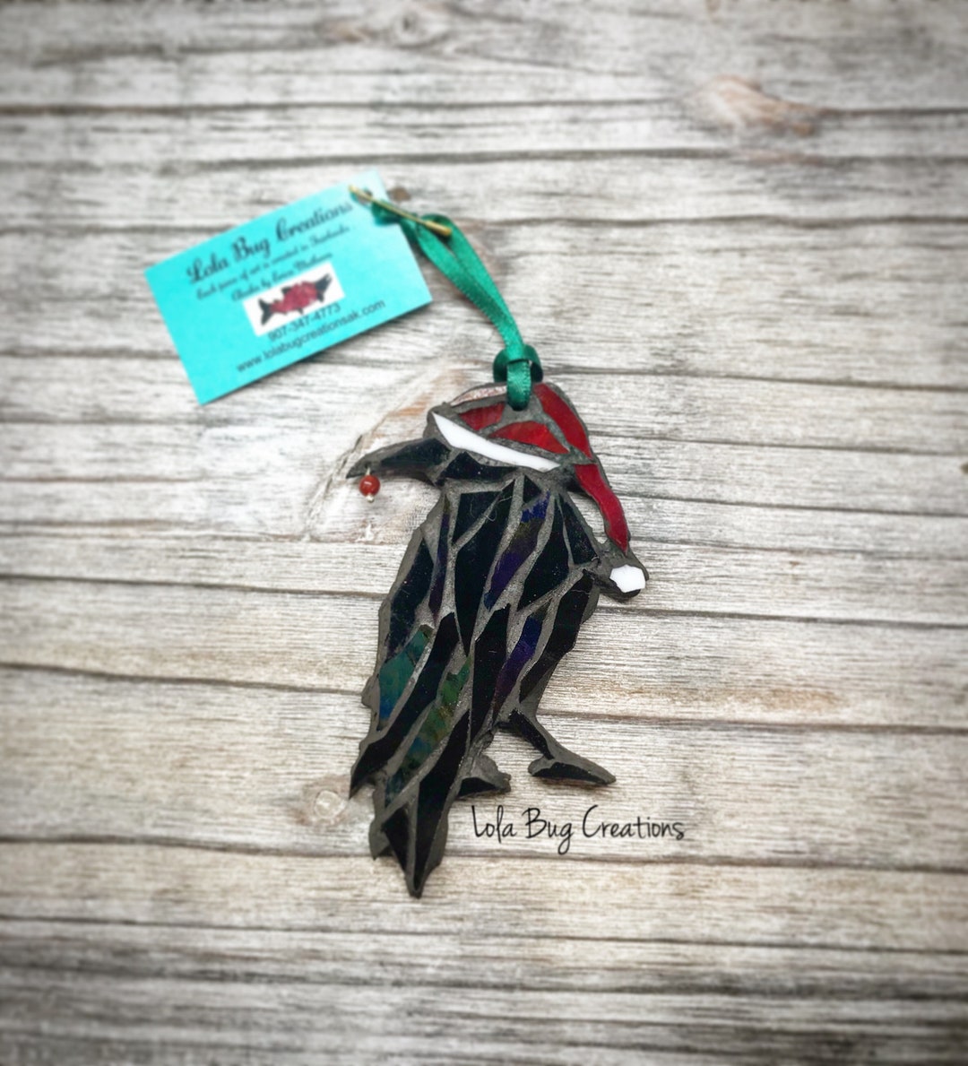 Christmas Santa Raven Glass Mosaic - Etsy