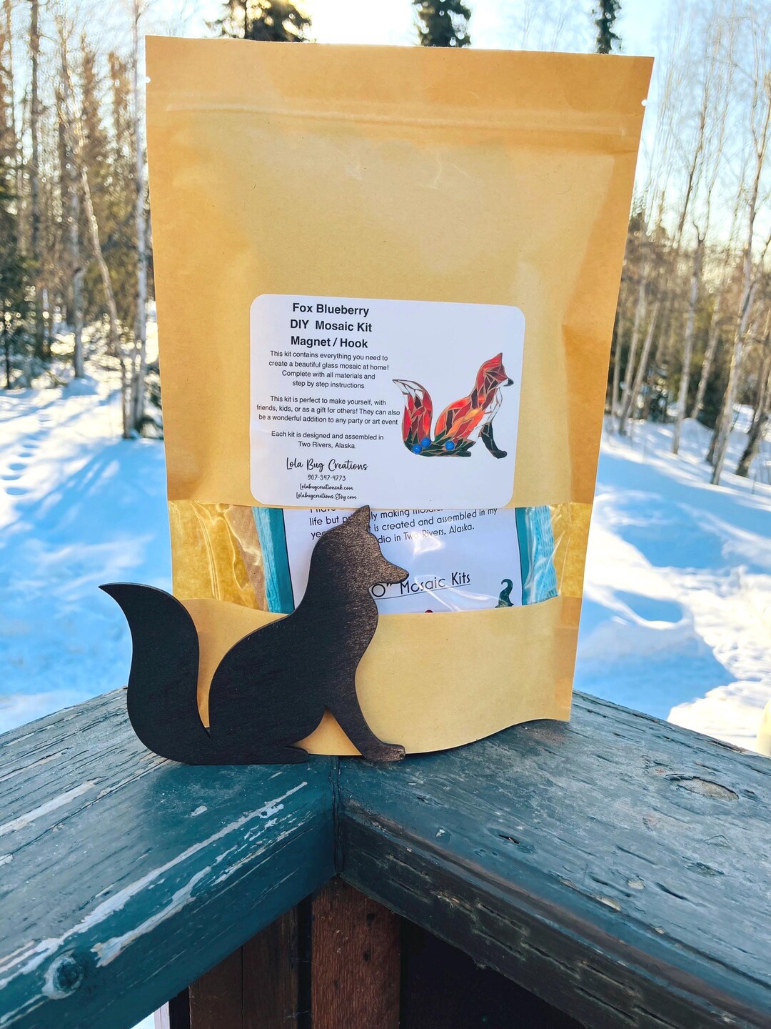 Fox With Blueberries- Berry Picking- Magnet/ Hanging Glass Mosaic Kit ...