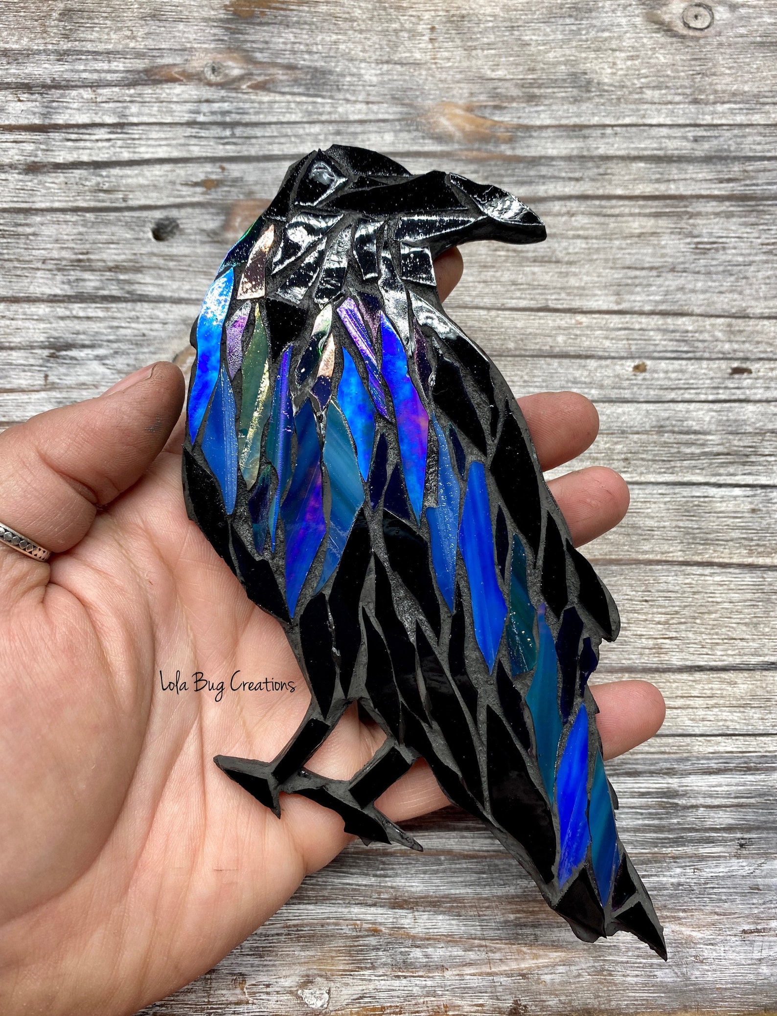 Northern Lights Raven Night Glass Mosaic - Etsy