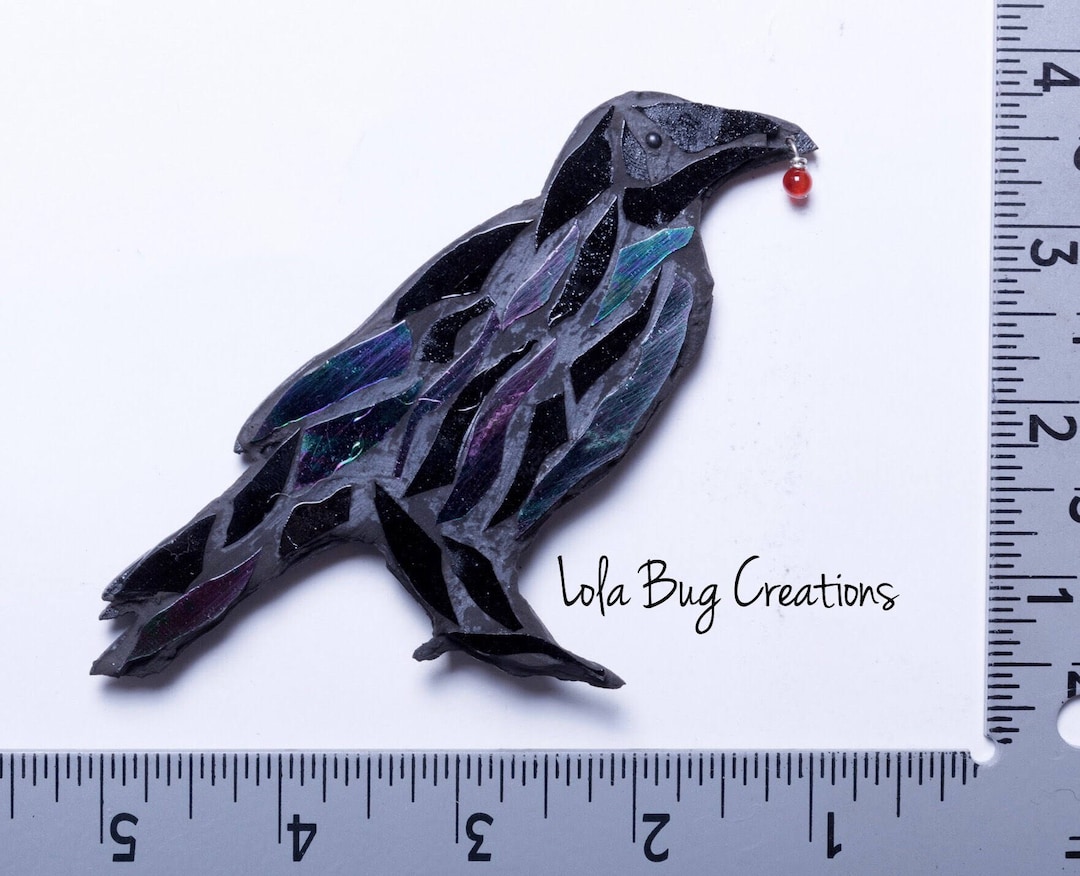 Standing Raven Magnet And/ or Hanging || Raven Art || Glass Mosaic - Etsy
