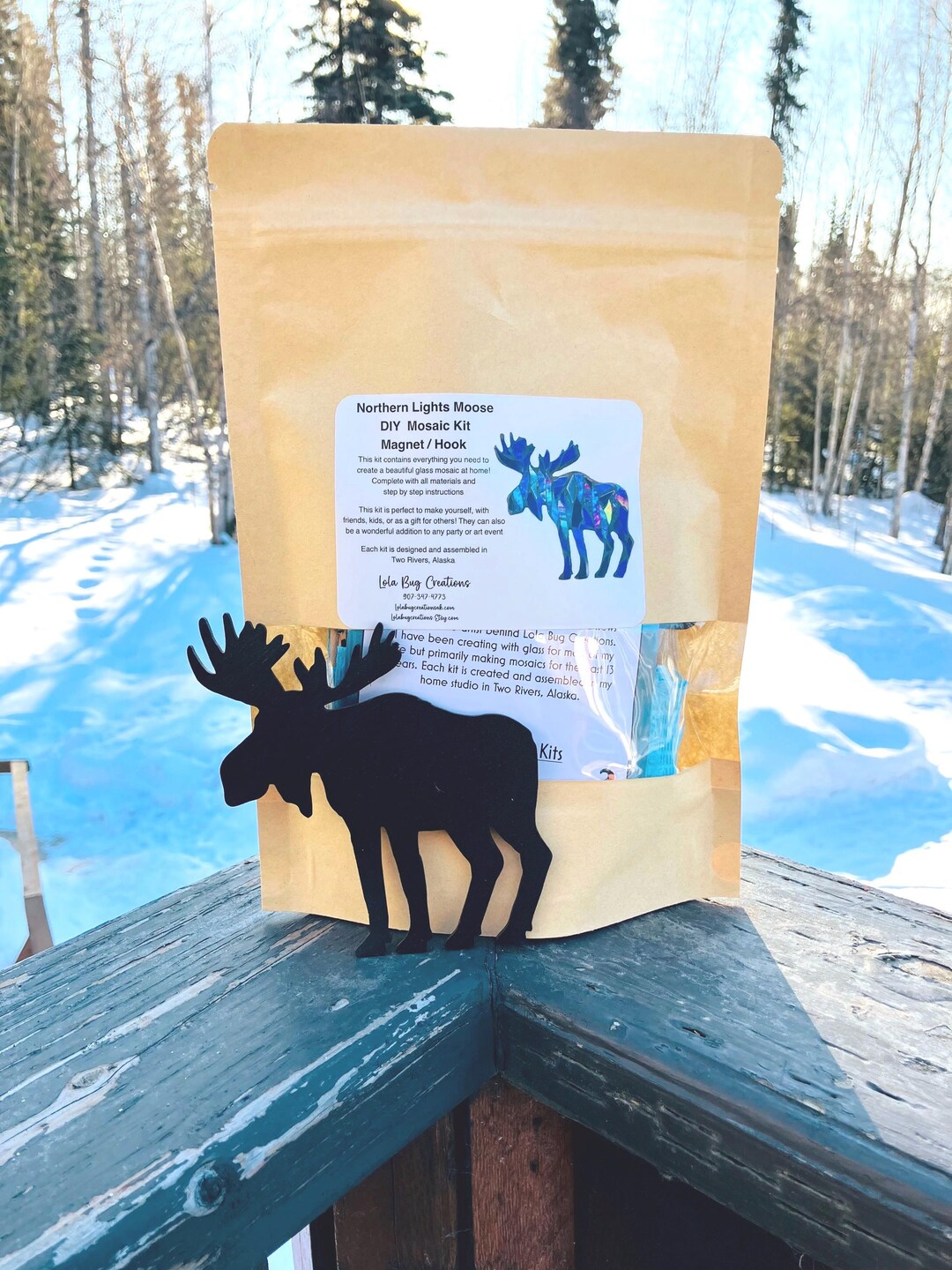 Northern Lights Moose Magnet/ Hanging Glass Mosaic Kit - DIY- Make It ...