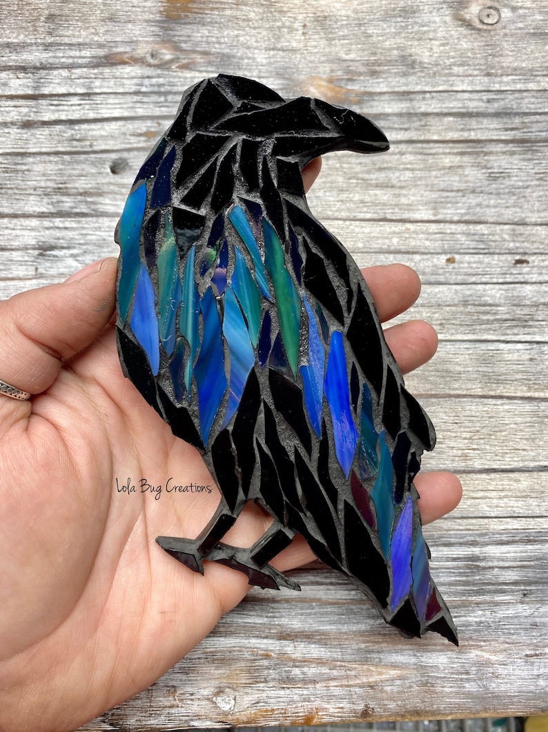 Northern Lights Raven Night Glass Mosaic - Etsy